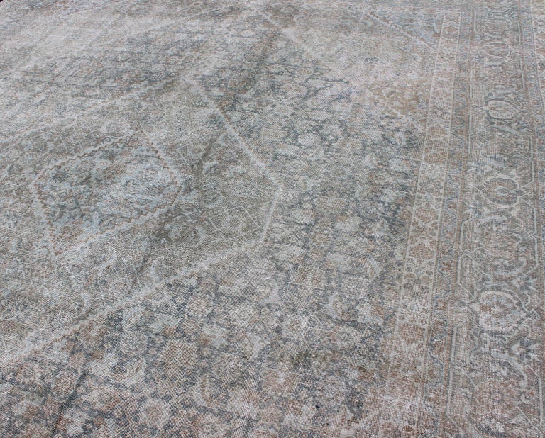 Antique Persian Tabriz Rug in Muted Colors with Layered Medallion ...