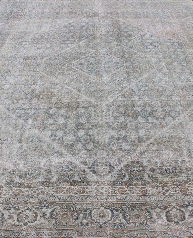 Antique Persian Tabriz Rug in Muted Colors with Layered Medallion ...