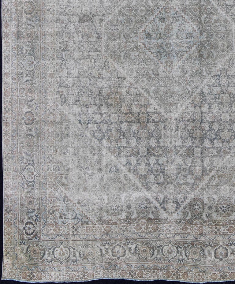 Antique Persian Tabriz Rug in Muted Colors with Layered Medallion ...