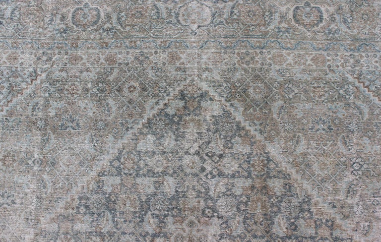Antique Persian Tabriz Rug in Muted Colors with Layered Medallion ...