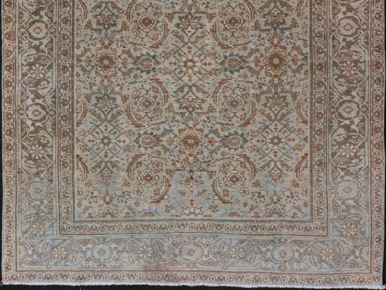 Antique Persian Tabriz Rug in Wool with All-Over Floral Design in Earth ...