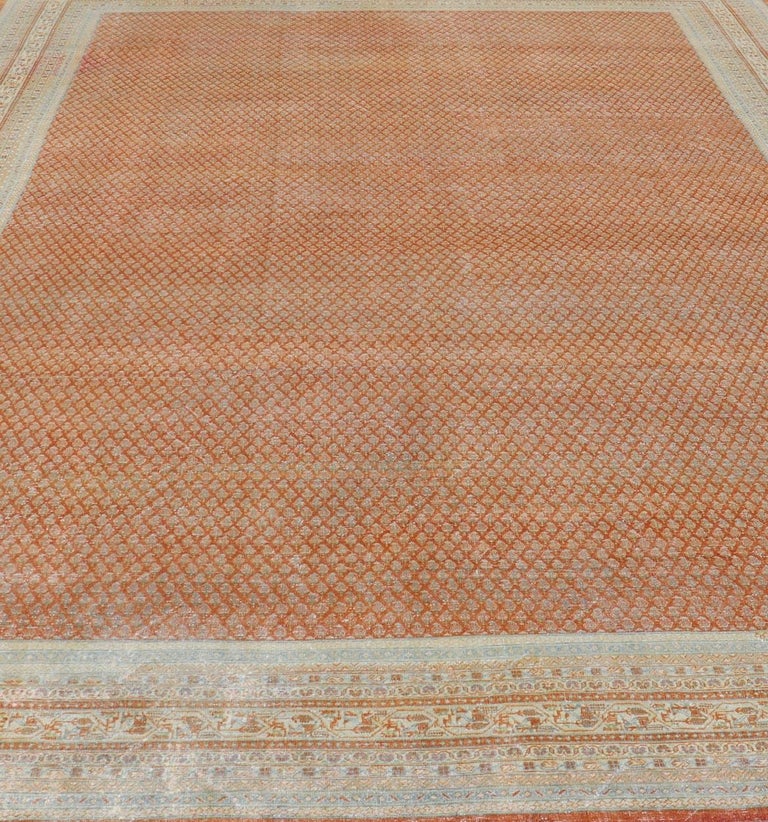 Antique Persian Tabriz Rug with All-Over Design in Copper-Red ...