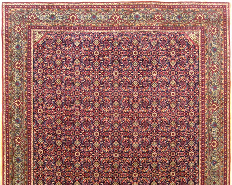 Antique Persian Tehran Small Carpet with Repeating Herati Design on a ...