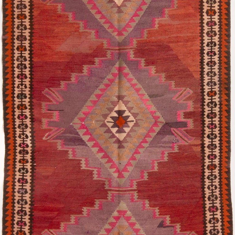 Antique Persian Transitional Red and Pink Wool Kilim Rug For Sale at ...