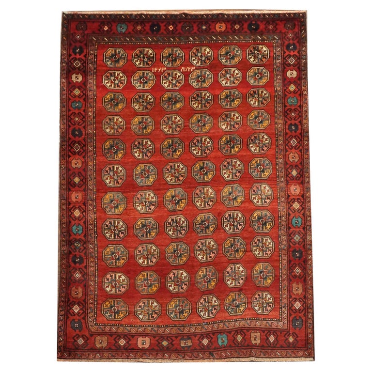Antique Persian Tribal Abrash Bukhara, Dated 1905 For Sale at 1stDibs