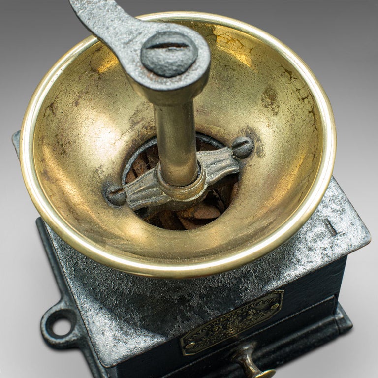 Antike persönliche Kaffeemühle, Englisch, Gusseisen, Messing, Mühle ...