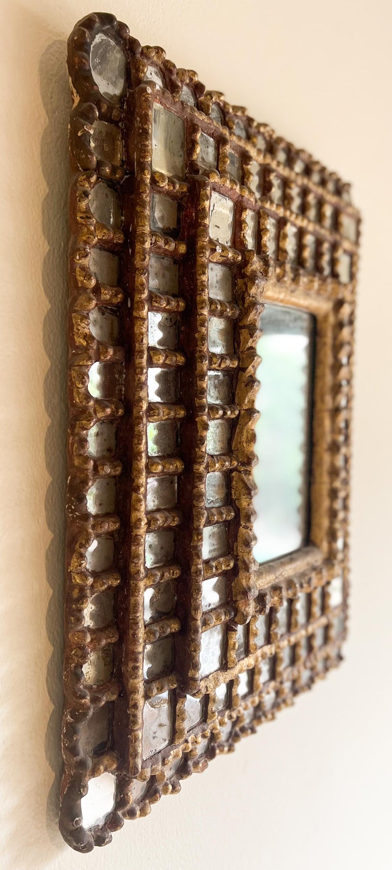 Baroque Colonial Large Rectangular Sunburst Mirror in Hardwood and Gold ...