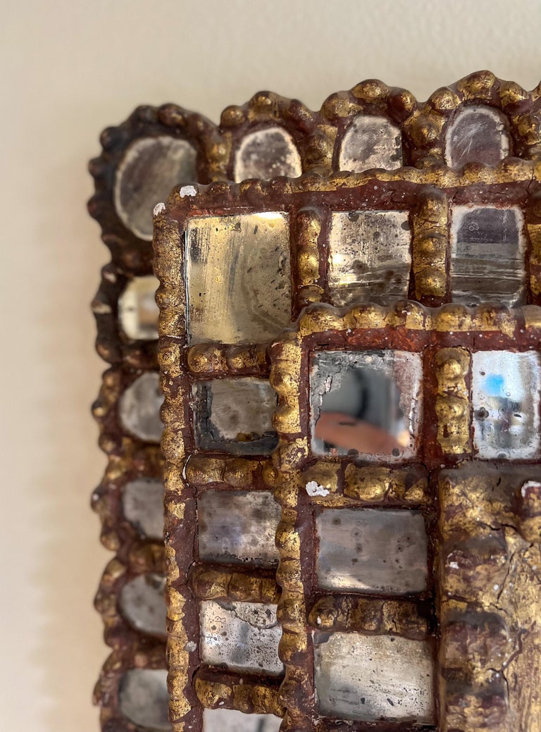 Baroque Colonial Large Rectangular Sunburst Mirror in Hardwood and Gold ...