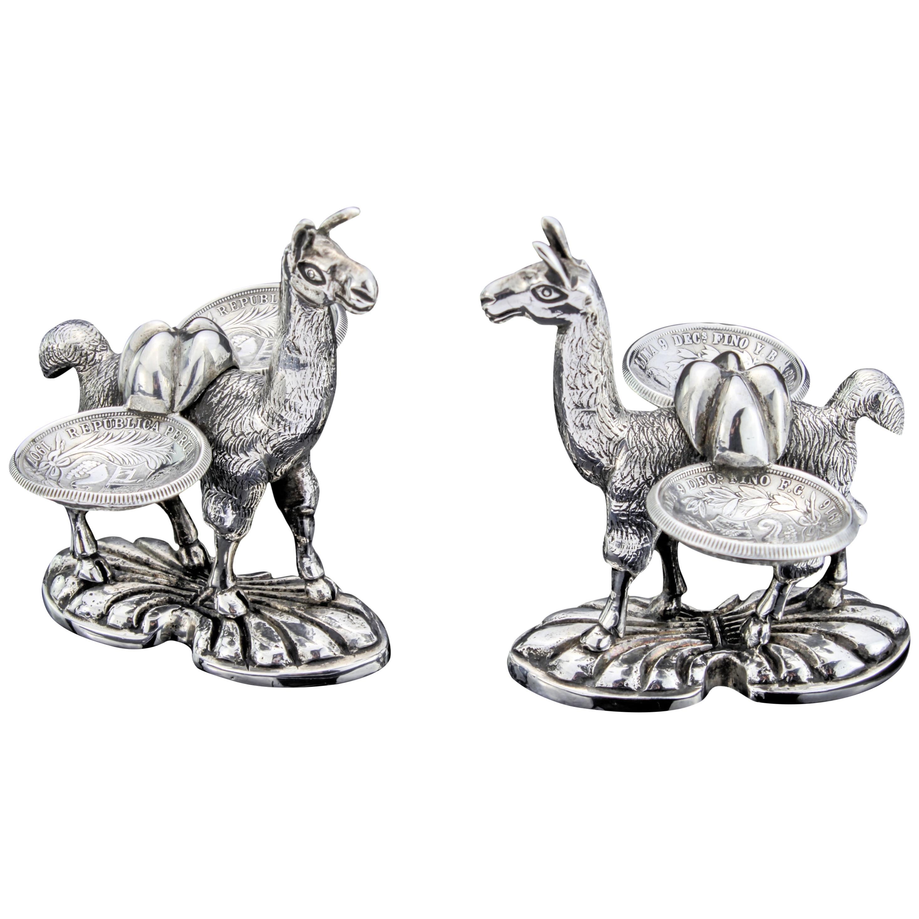 Antique Peruvian Sterling Silver Llamas Salt and Pepper Figurines For ...
