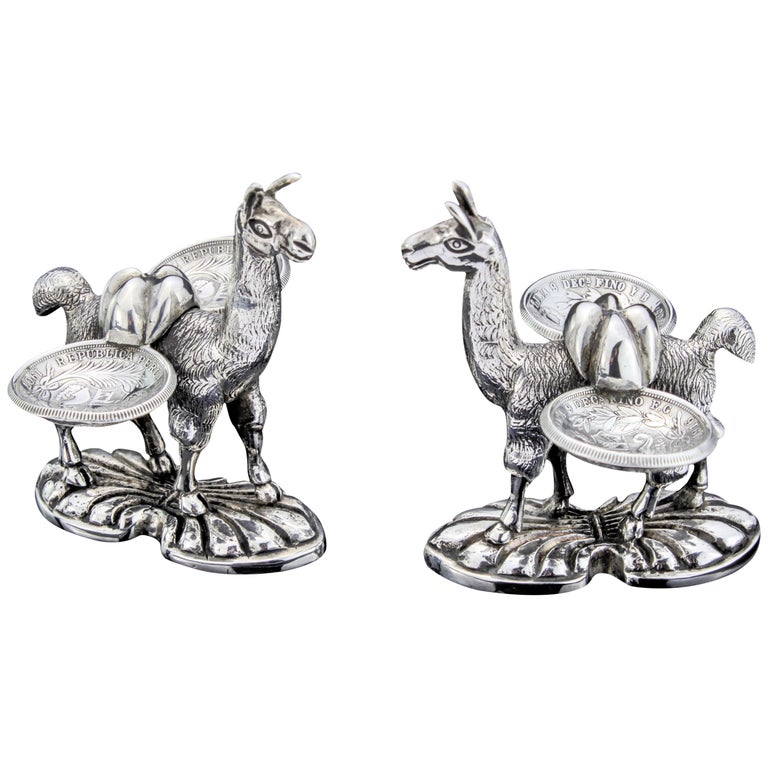 Antique Peruvian Sterling Silver Llamas Salt and Pepper Figurines For ...