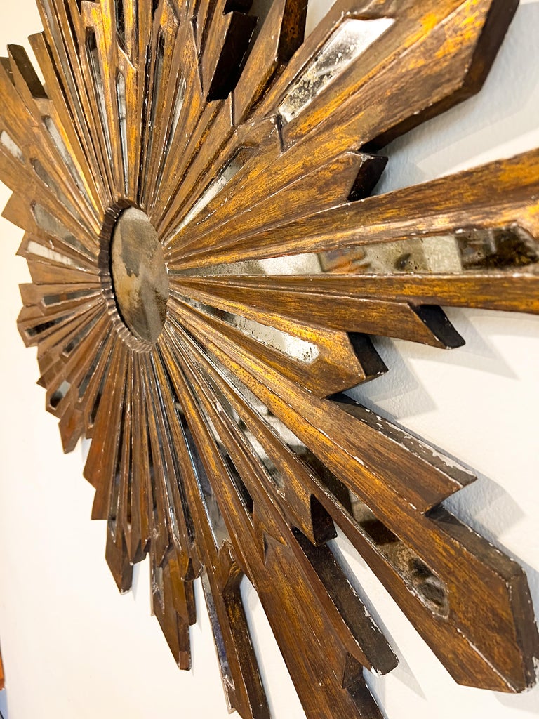 Antique Peruvian Sunburst Mirror Gilded and Wood For Sale at 1stDibs