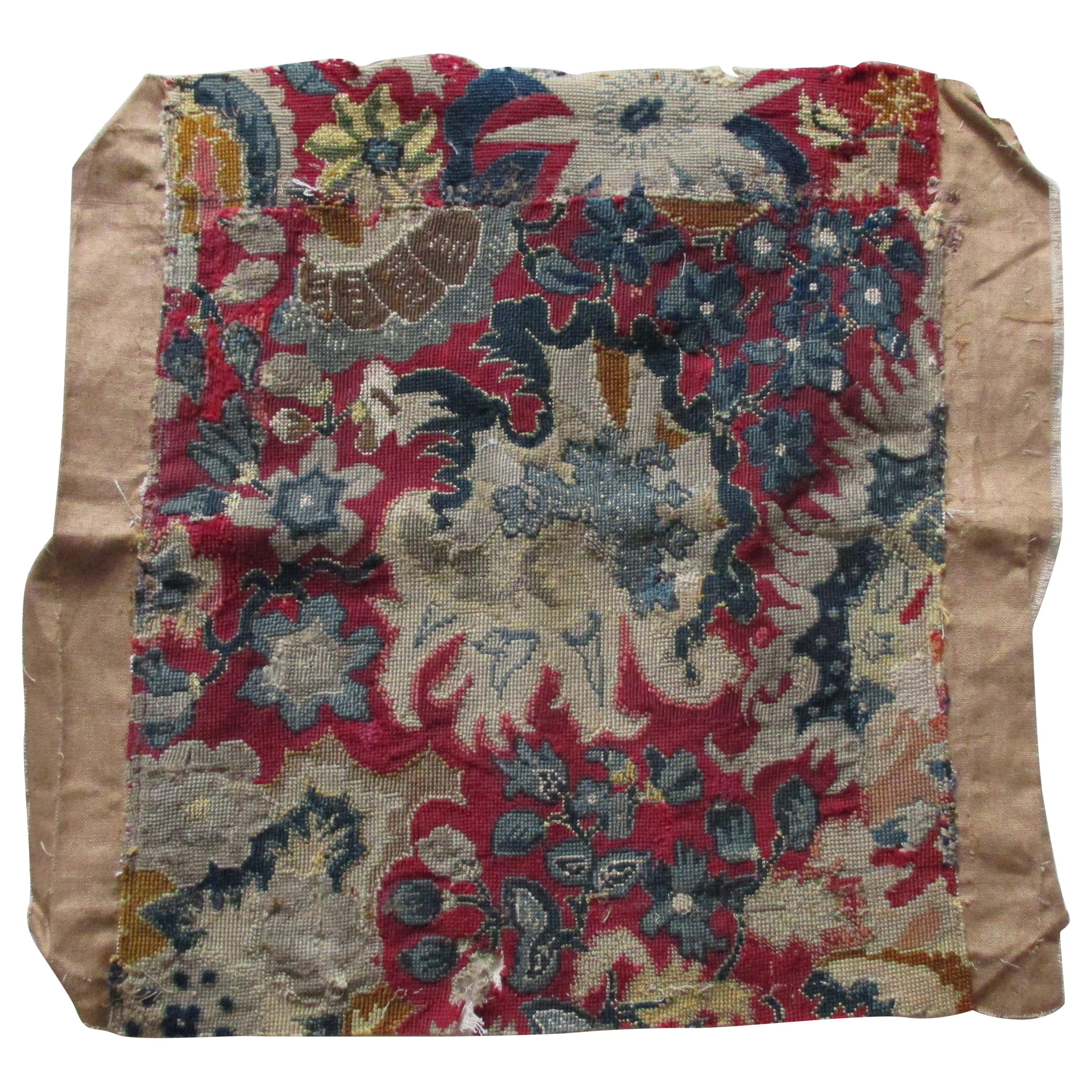 English Framed Petit Point Sampler with Animals and Floral Motifs ...