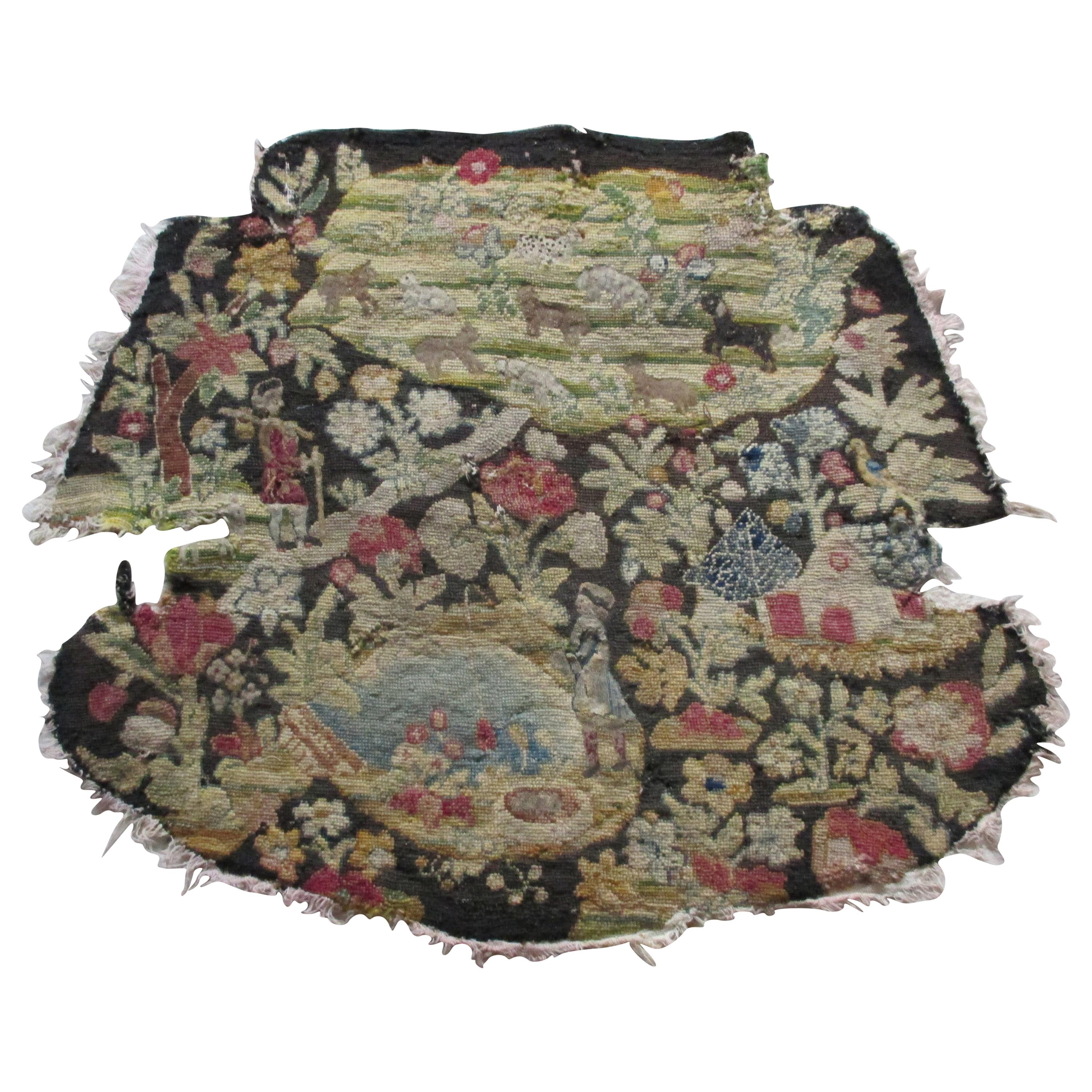 English Framed Petit Point Sampler with Animals and Floral Motifs ...