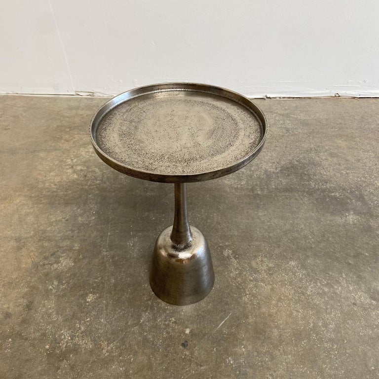 Antique Pewter Finish Side Table For Sale at 1stDibs