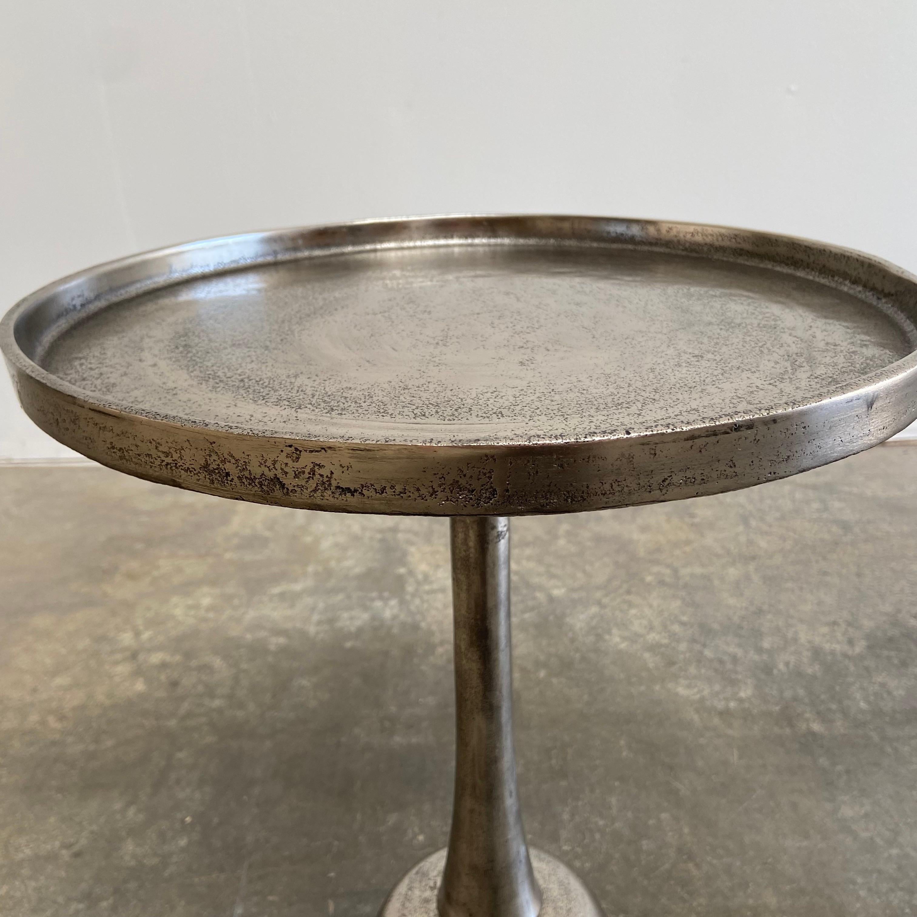 Antique Pewter Finish Side Table at 1stDibs