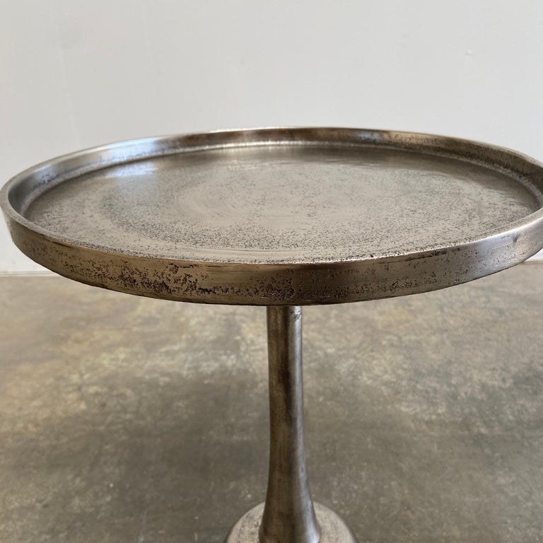 Antique Pewter Finish Side Table For Sale at 1stDibs
