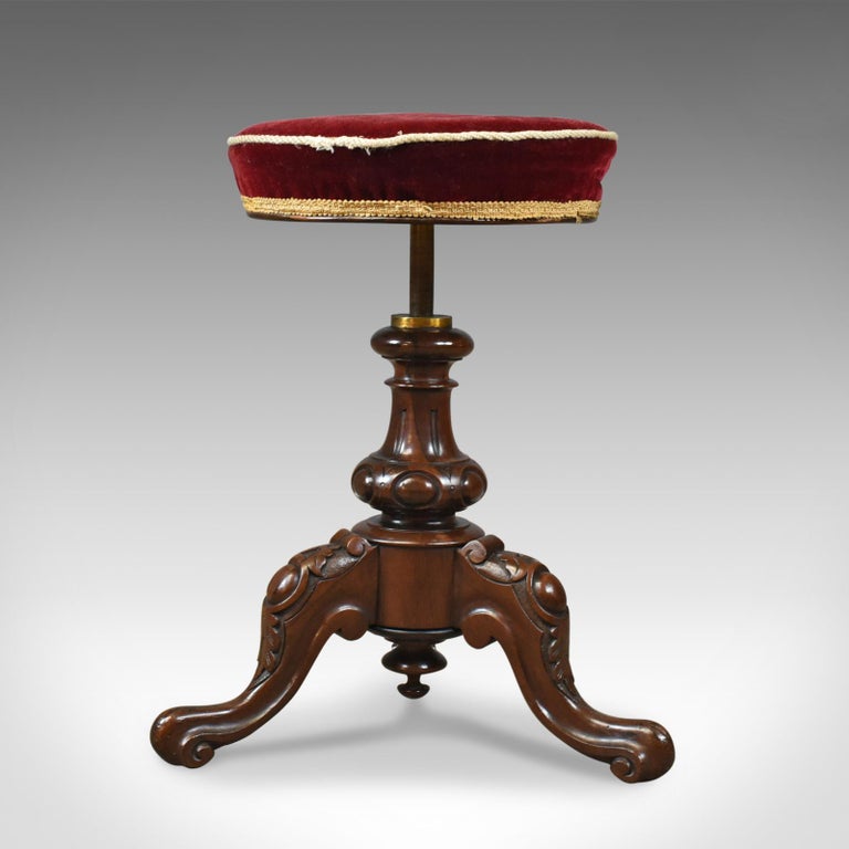 Antique Piano Stool, Rosewood, Adjustable, Music, English, Victorian ...