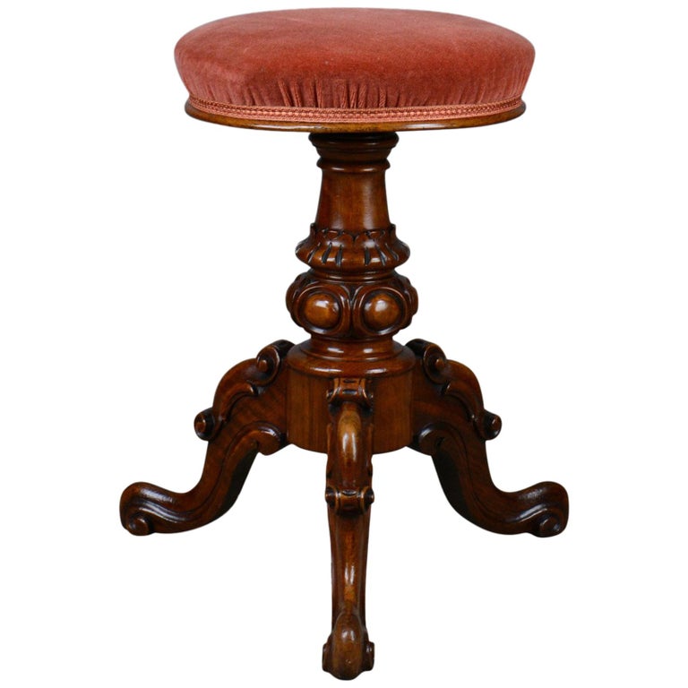 Antique Piano Stool, Walnut, Adjustable, English, Victorian, Music ...