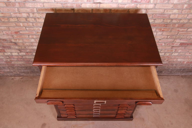 Antique Pine Architect's Blueprint 16-Drawer Flat File Cabinet, Newly ...