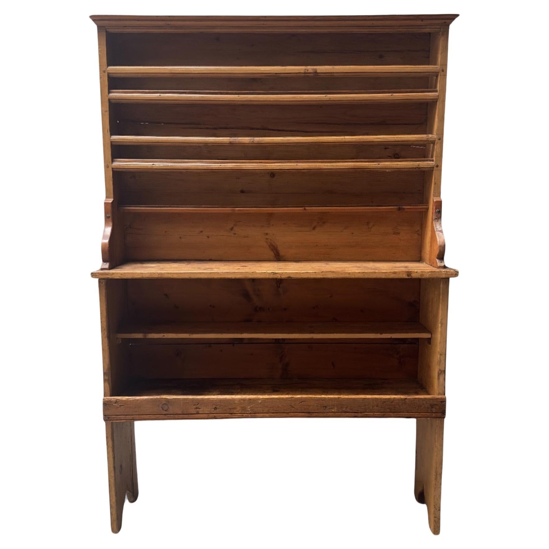Stepback English Pine Hutch For Sale at 1stDibs