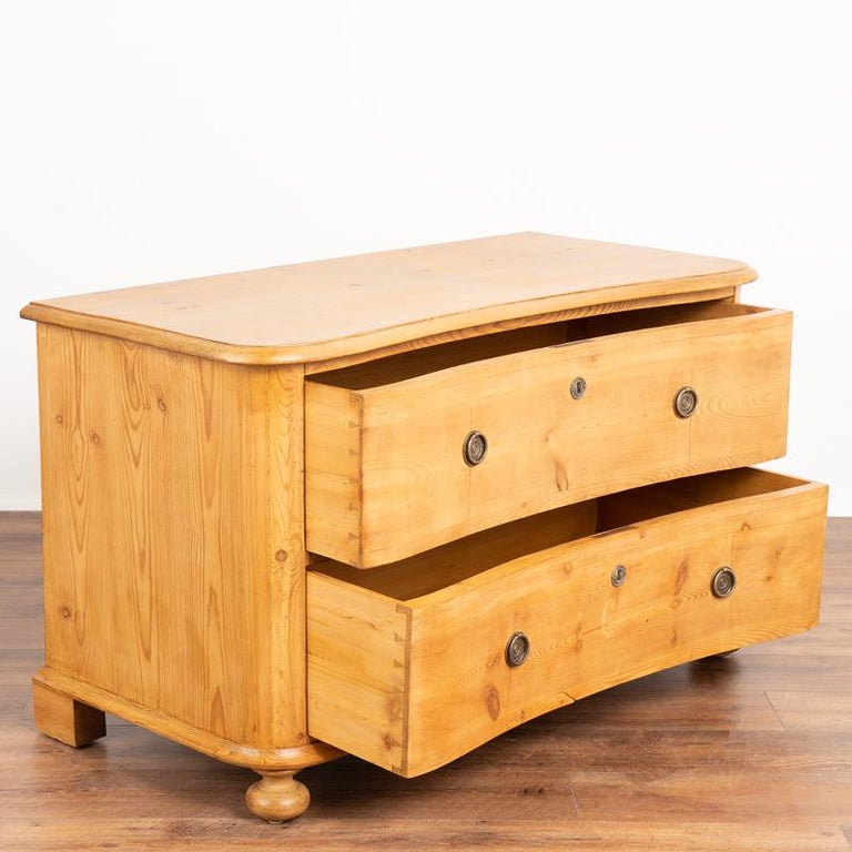 Antique Pine Low Chest of Two Drawers With Concave Curved Front For ...