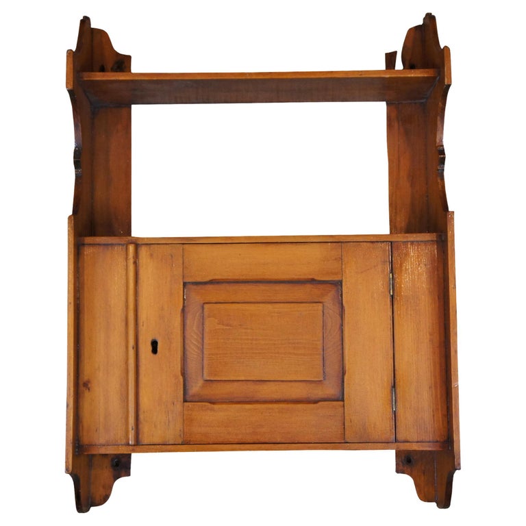 Early American Antique Pine Apothecary Wall Shelf Bathroom Medicine ...