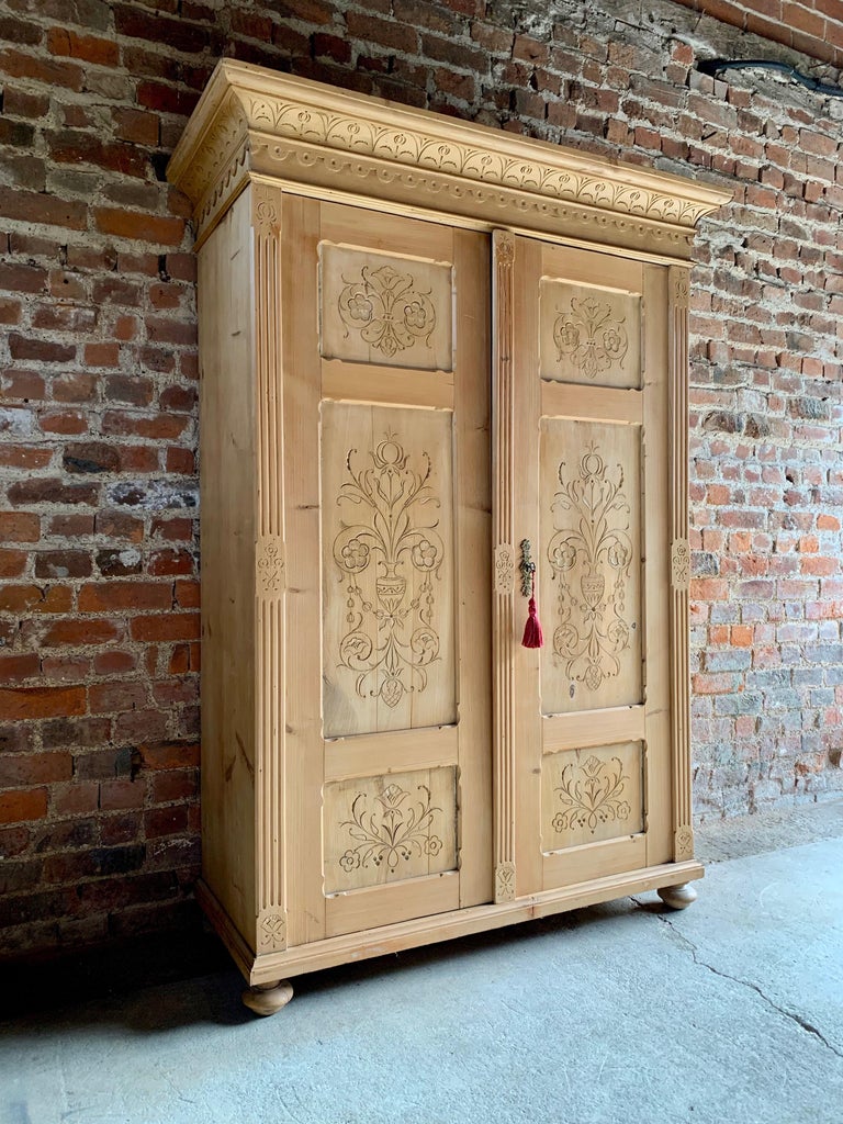 Antique Pine Wardrobe Armoire 19th Century Dutch circa 1870 Number 1 at ...