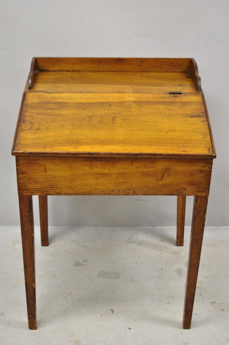 Antique Pine Wood American Primitive Flip Storage Work Plantation Desk ...