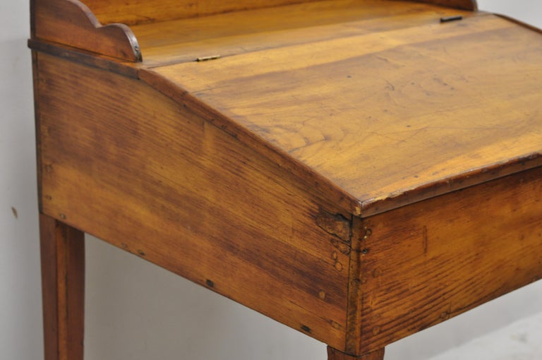 Antique Pine Wood American Primitive Flip Storage Work Plantation Desk ...