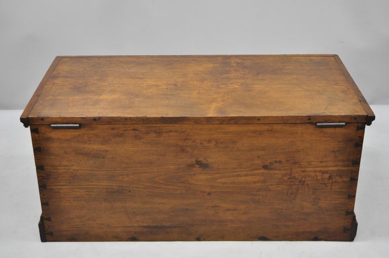 Antique Pine Wood Sailors Sea Chest Dovetailed Constructed Trunk Box at ...
