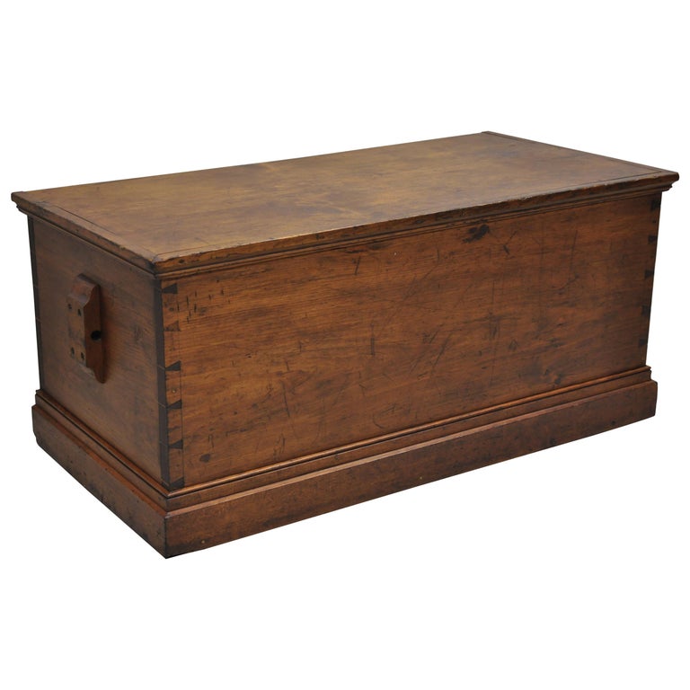 Antique Pine Wood Sailors Sea Chest Dovetailed Constructed Boot Box at ...