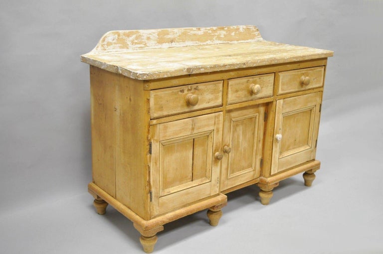 Antique Pinewood Distress Painted Sideboard Server Primitive Rustic ...