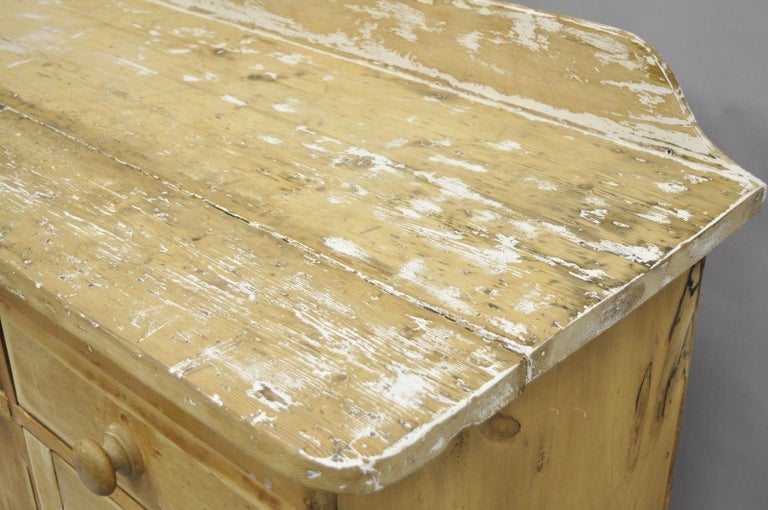 Antique Pinewood Distress Painted Sideboard Server Primitive Rustic ...