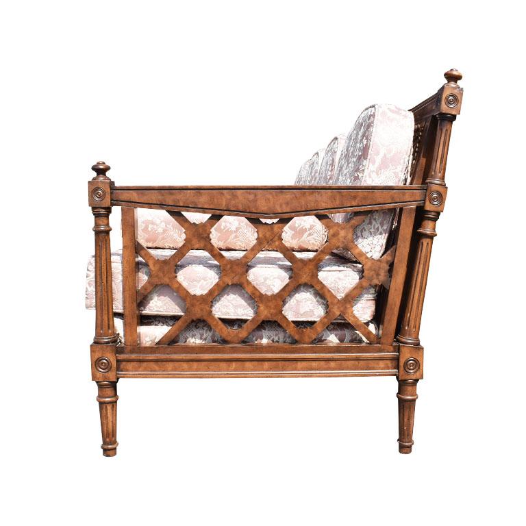 Antique Pink Chinoiserie Silk Antique Carved Sofa Couch or Daybed For ...