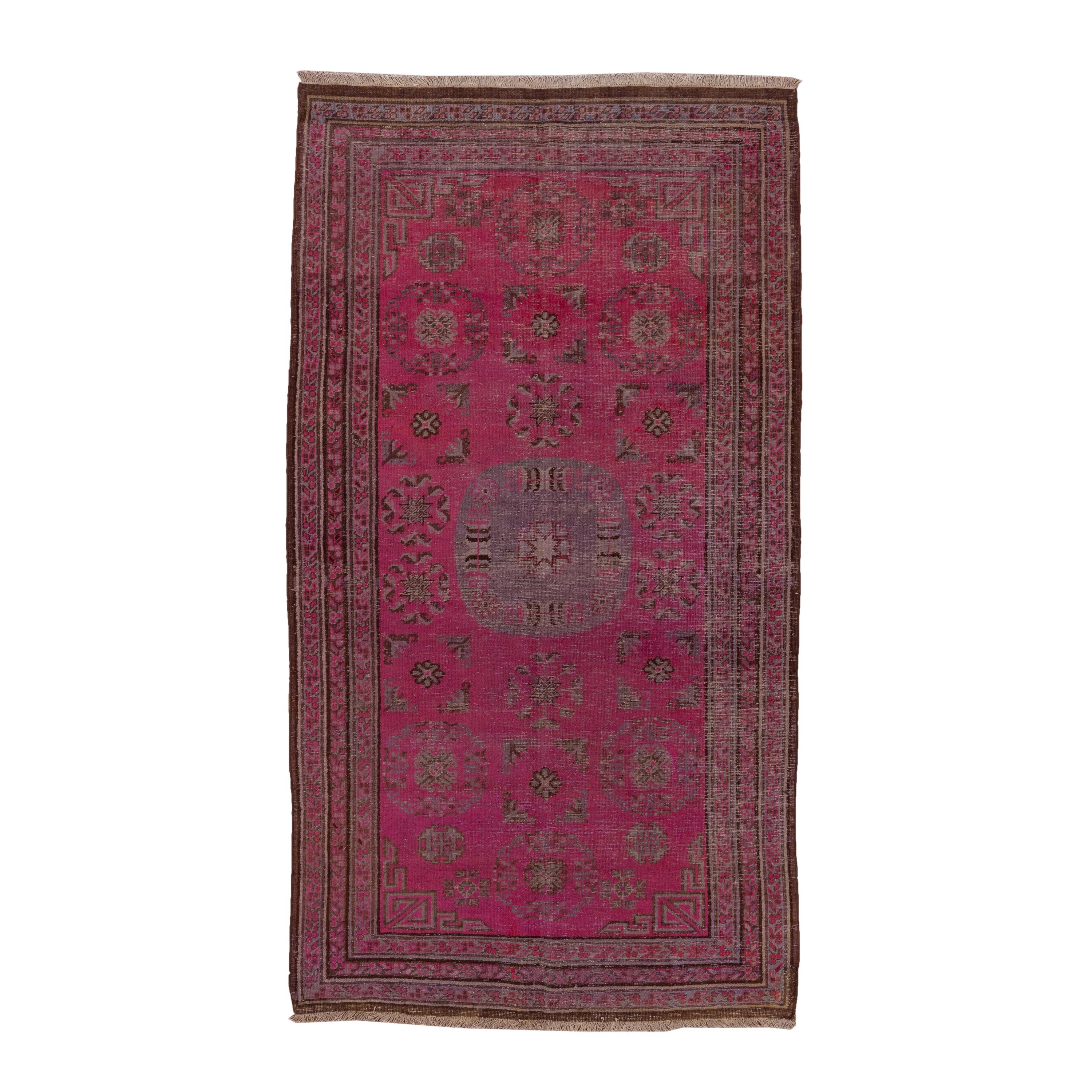 Antique Tribal Khotan Rug, Pink Red Orange and Light Blue Palette ...