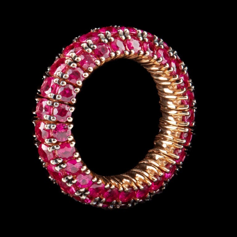 Customizable Antique Pink Ruby Wedding Band Rose Gold Natural Ruby ...