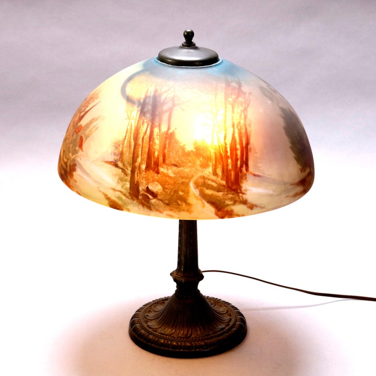 Pittsburgh School Reverse Painted Table Lamp by E. Miller and Co ...