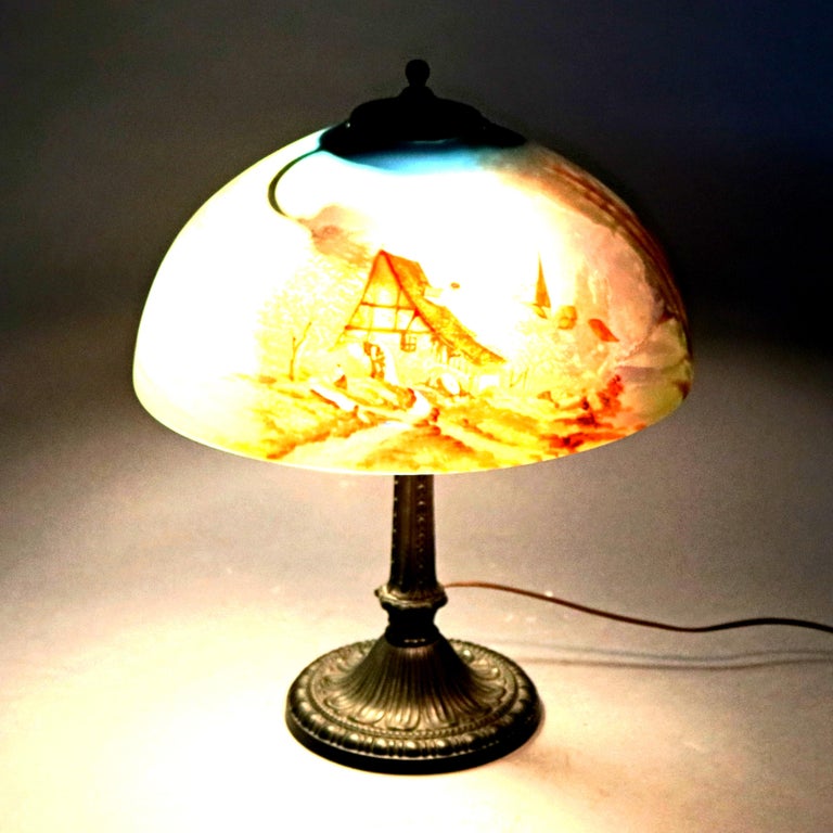 Pittsburgh School Reverse Painted Table Lamp by E. Miller and Co ...