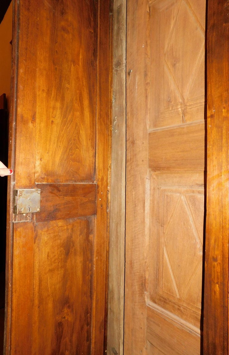 Antique Placard, Brown Poplar Wardrobe with Three Doors, 19th Century ...
