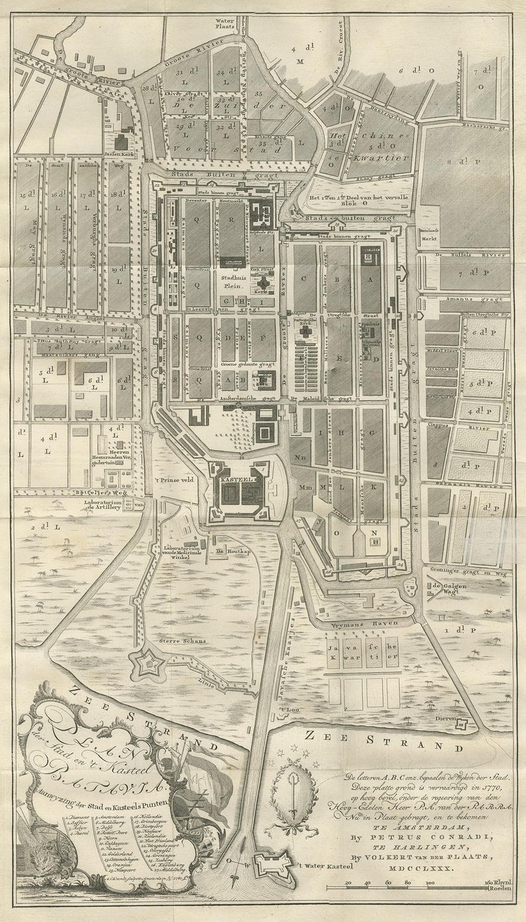Antique Plan of Batavia by Van Krevelt, 'circa 1780' For Sale at 1stDibs