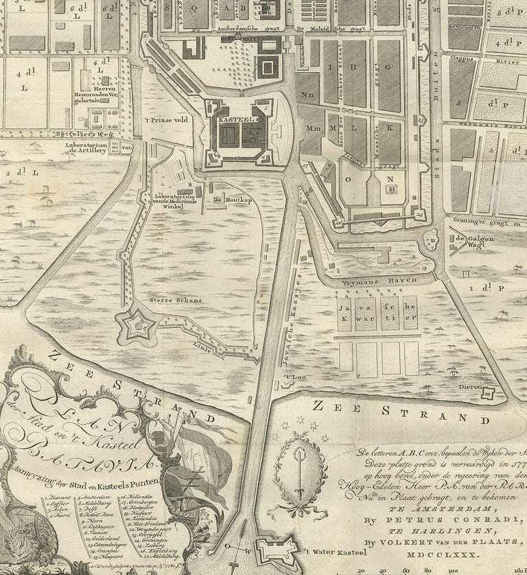 Antique Plan of Batavia by Van Krevelt, 'circa 1780' For Sale at 1stDibs