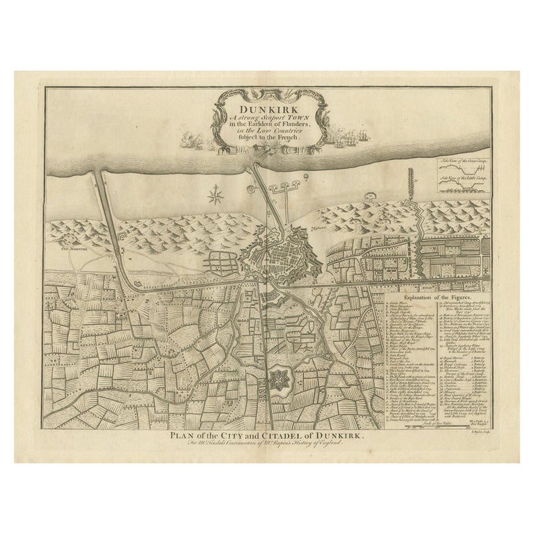 Antique Plan of Dunkirk by Basire 'c.1785' For Sale at 1stDibs