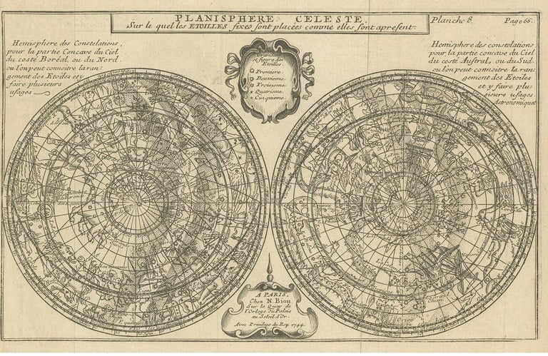 Antique Planisphere with Constellations by Bion, 1751 For Sale at 1stDibs