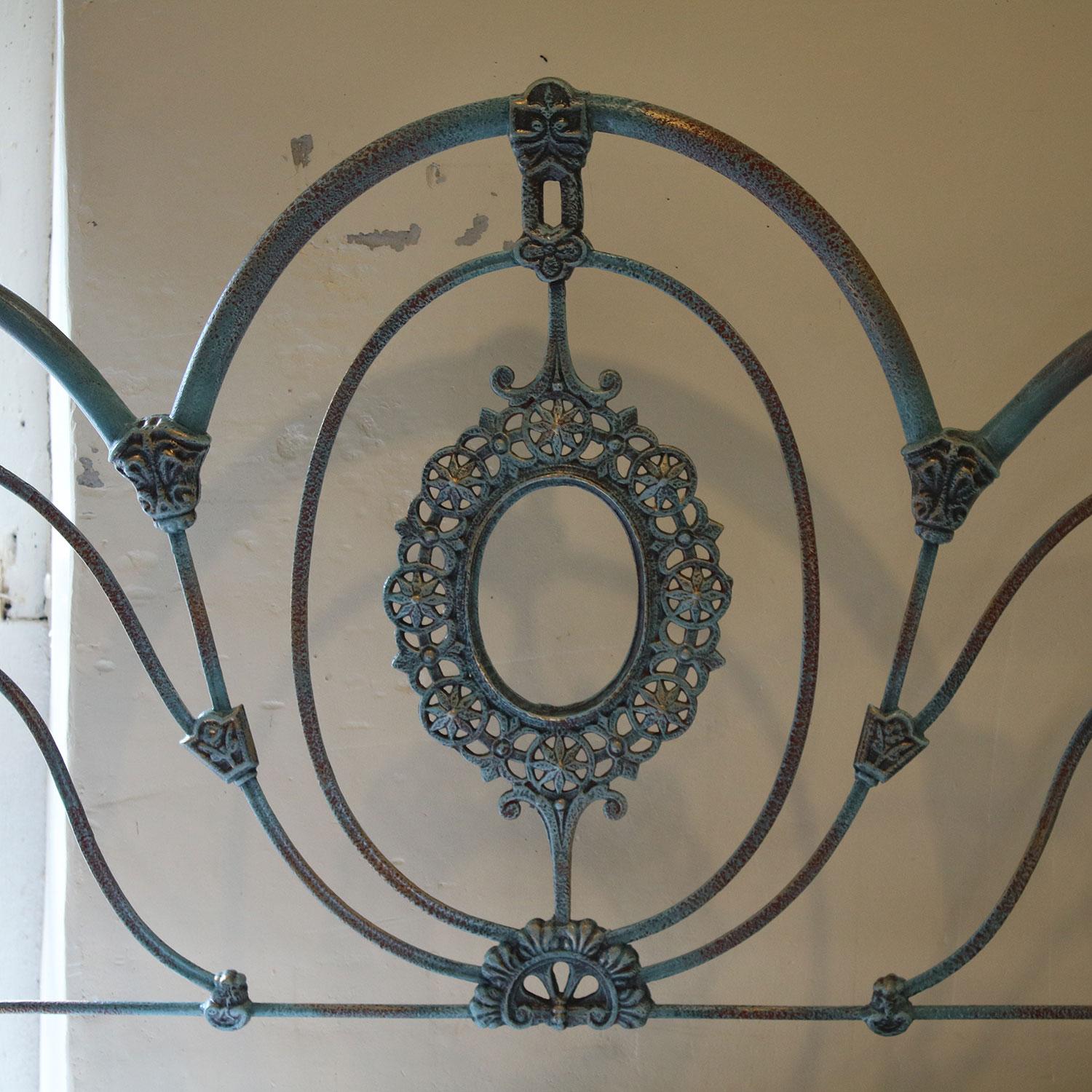 Antique Platform Bed in Blue Verdigris, MK175 at 1stDibs