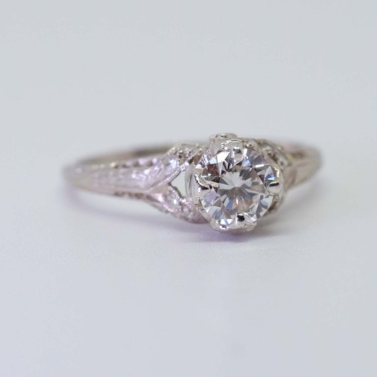 Antique Platinum 0.8 Ct Diamond Ring For Sale at 1stDibs