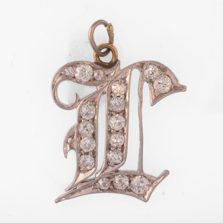 Antique Platinum and 18 Karat Yellow Gold and Diamond Monogram Charm at ...