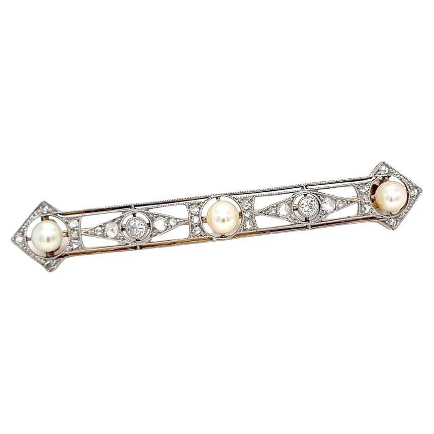 Antique Platinum and Yellow Gold Old European Diamond Bar Pin For Sale ...