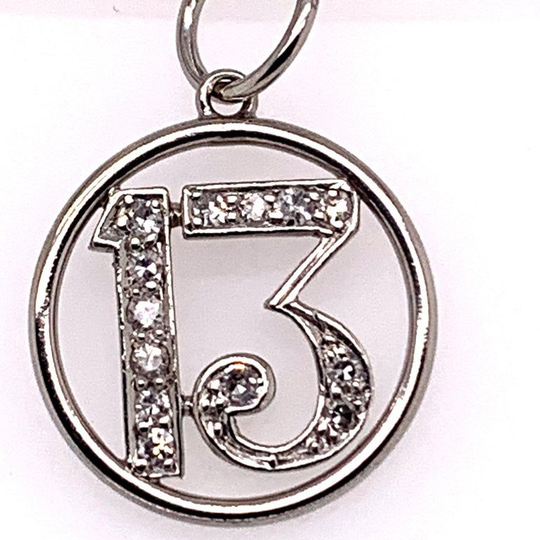 Antique Platinum and Diamond 13 Charm at 1stDibs