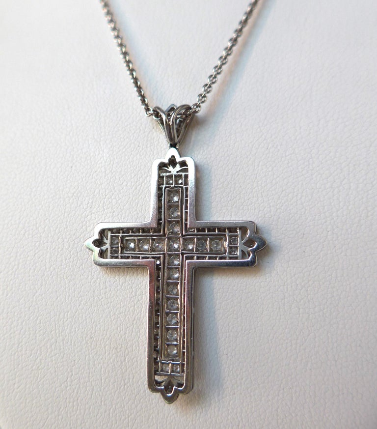 Antique Platinum Diamond Cross For Sale at 1stDibs