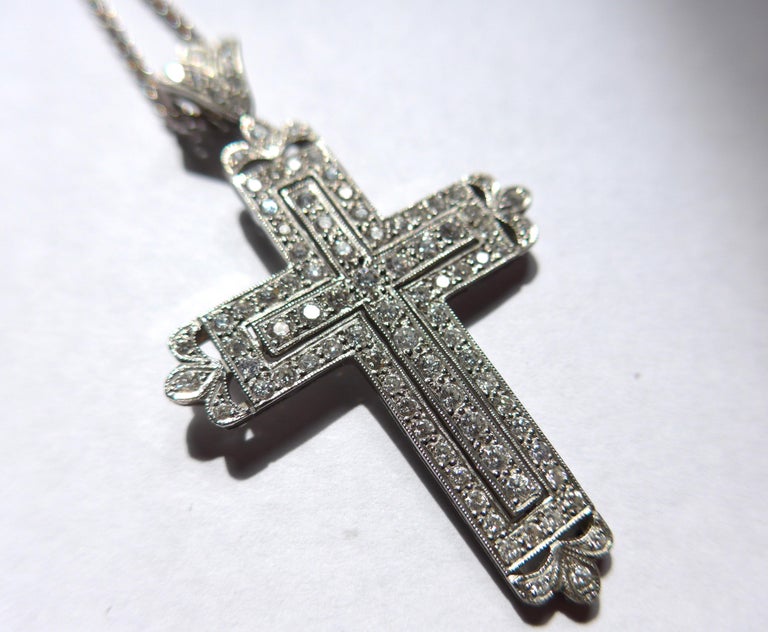 Antique Platinum Diamond Cross For Sale at 1stDibs